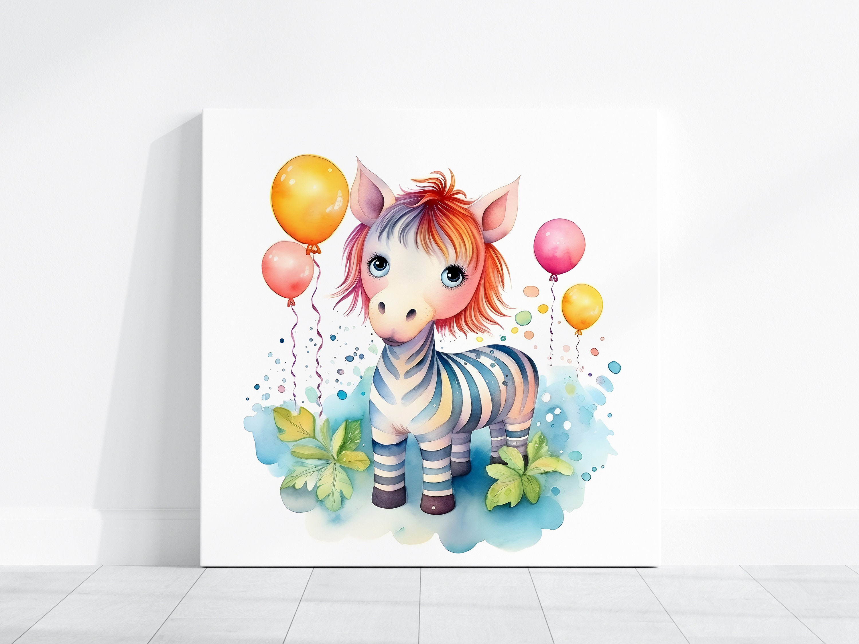 Zebra Doodles: Cute Kawaii Zebra Watercolor Printable Digital Download ...