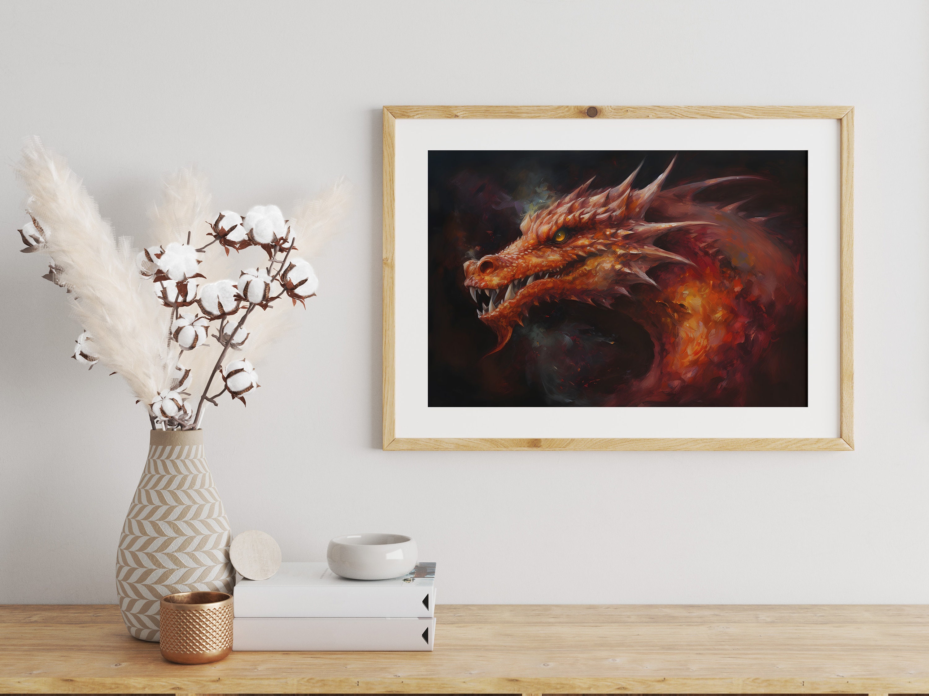 Digital Download, Gothic Dragon Oil Painting, Instant Access Printable ...