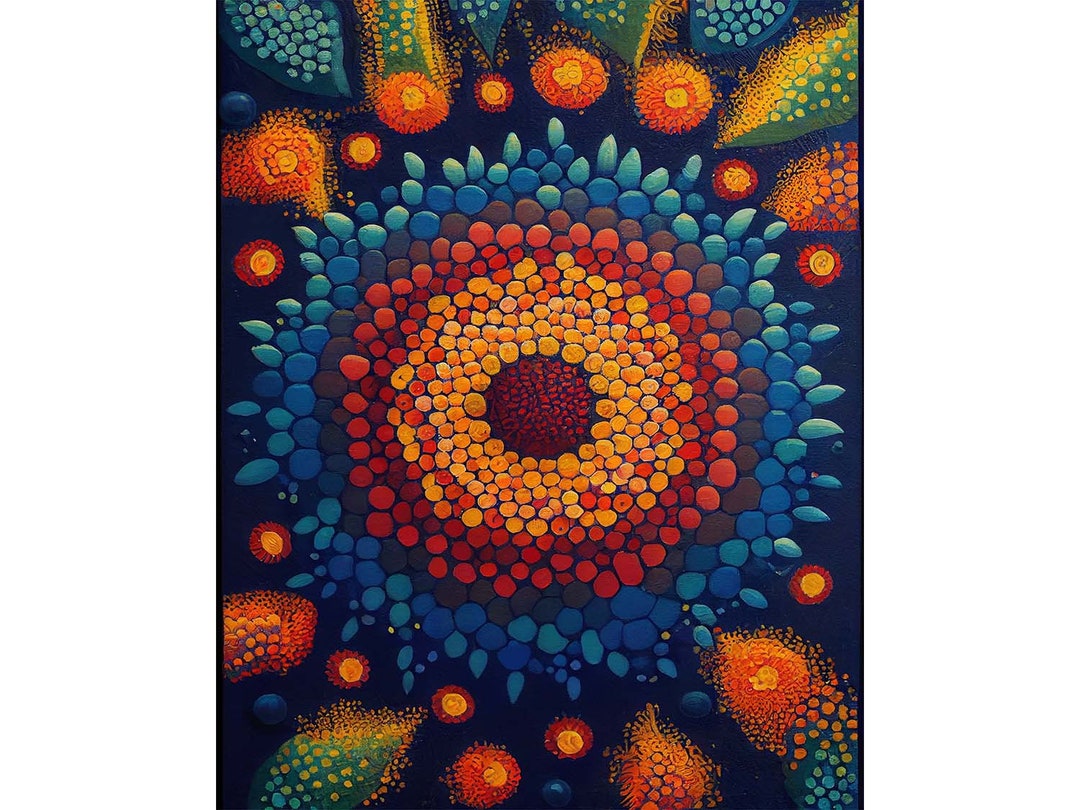 Seurat-inspired Pointillism Flower Mandala Download Intricate Flower ...
