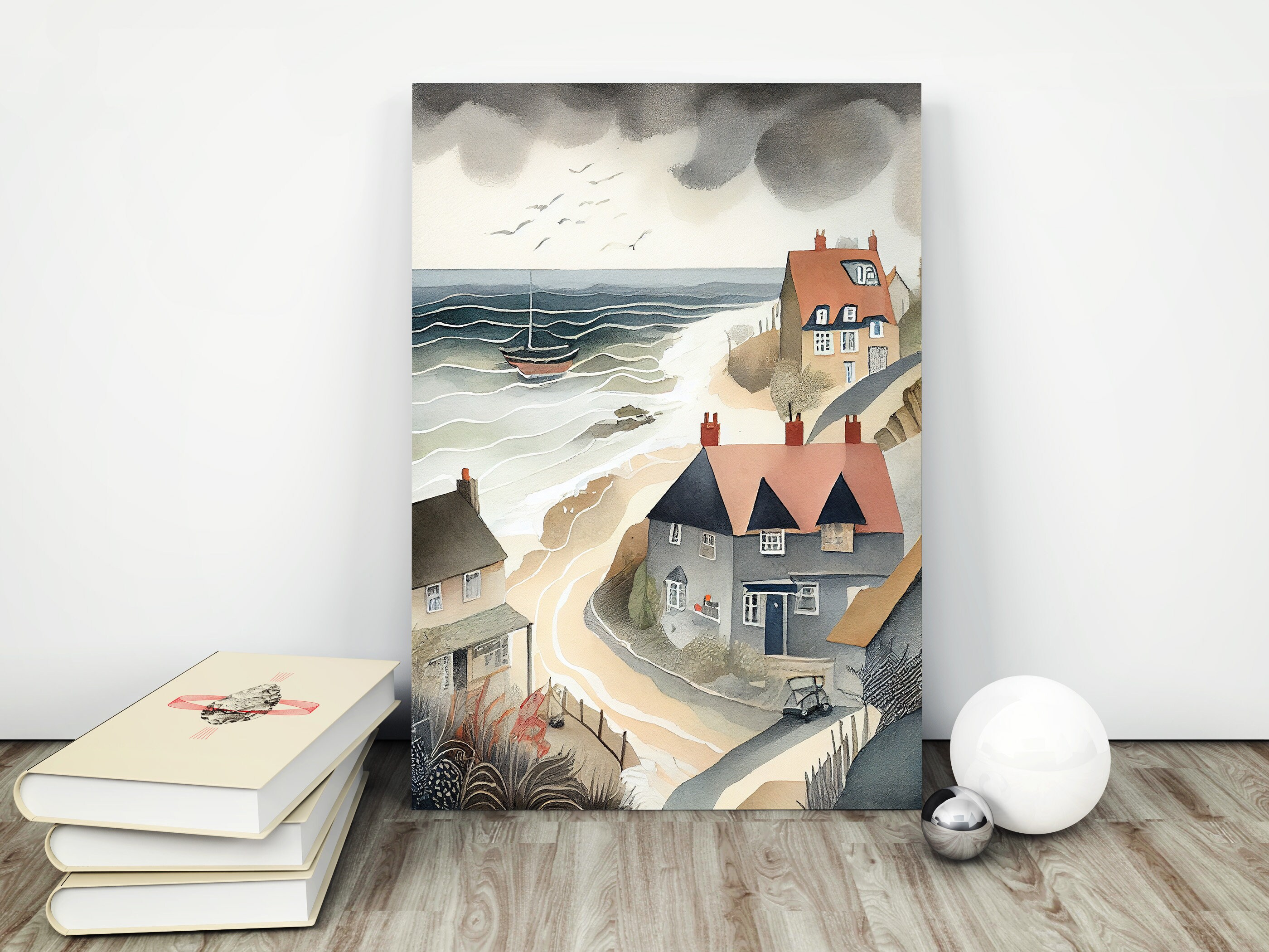 Misty Morning Harbor: an Eric Ravilious-inspired Mixed Media Digital ...