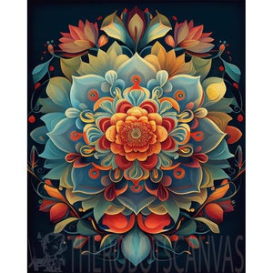 Georgia O'keeffe Inspired Floral Mandala Oil Painting, Intricate Flower ...