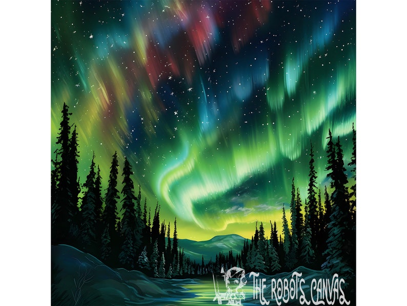 Aurora Spectacle: Impressionist-inspired Digital Rendering of Northern ...
