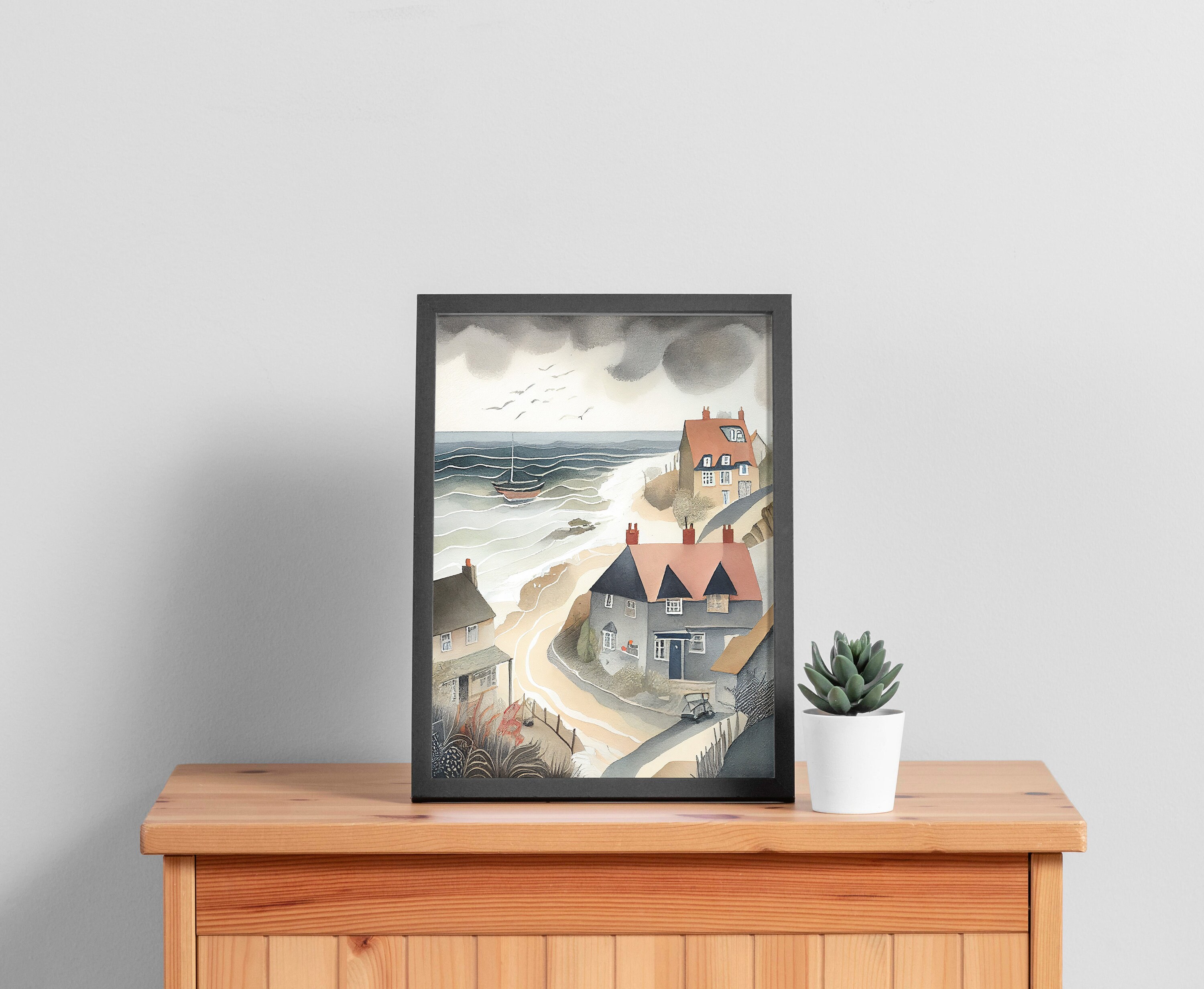 Misty Morning Harbor: an Eric Ravilious-inspired Mixed Media Digital ...