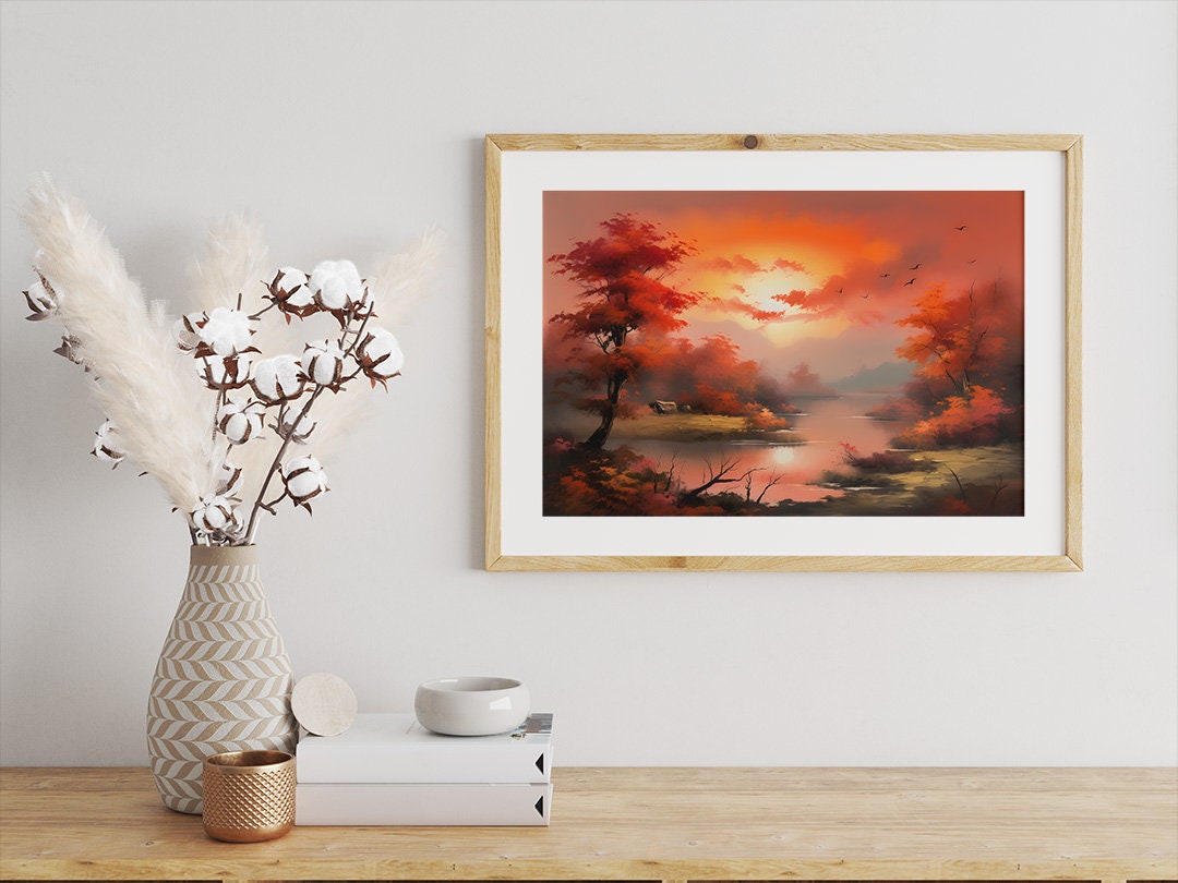 Evening Reverie: A Bob Ross-inspired Sunset Dreamscape, Digital ...