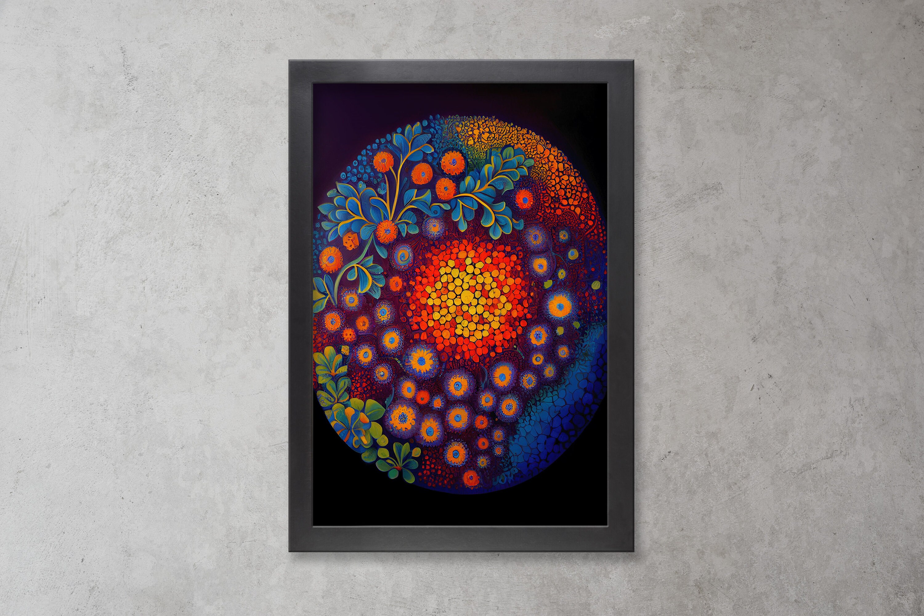 Vibrant Pointillism Flower Mandala Digital Print Download - Etsy