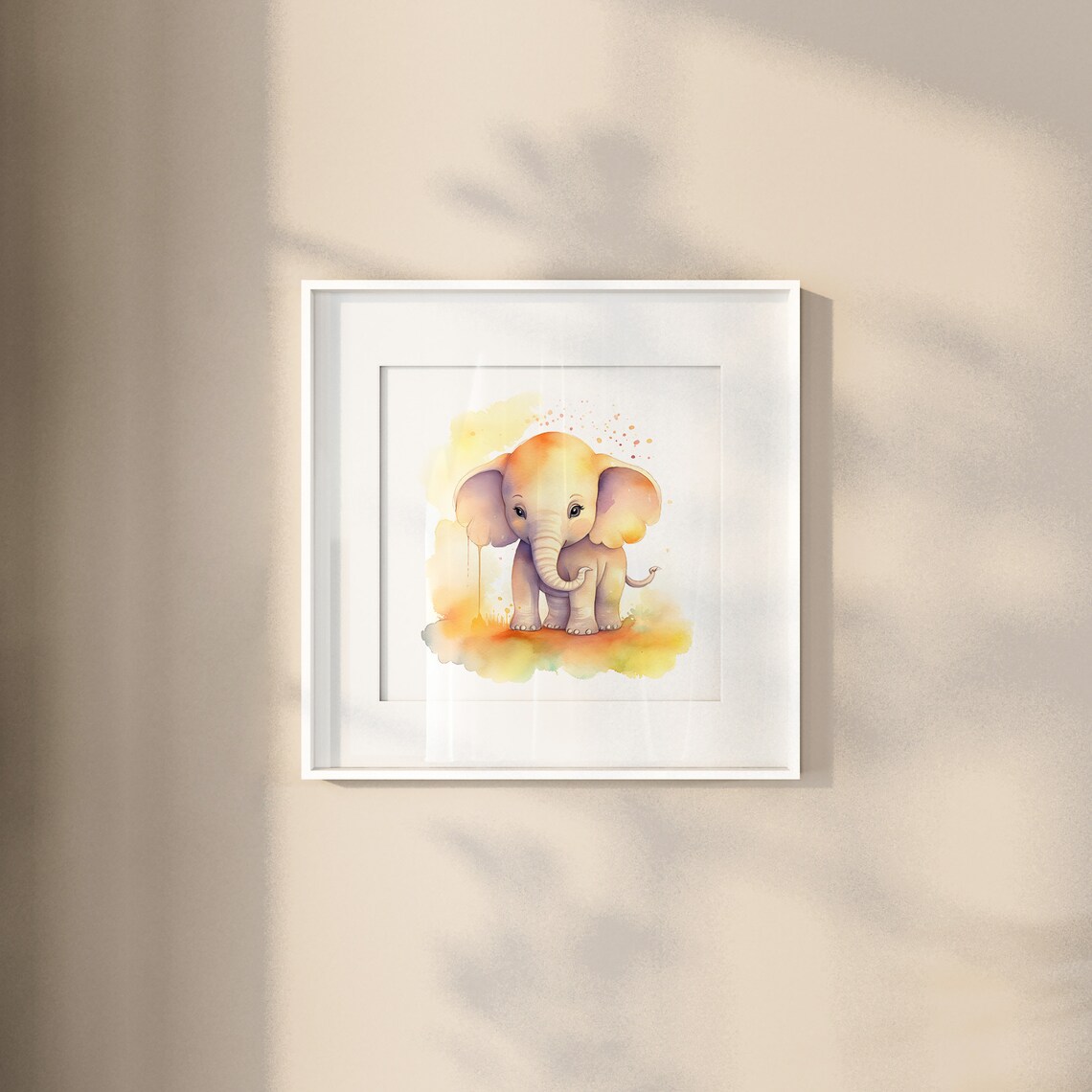 Sunlit Glee: Chibi Elephant Watercolor Digital Download Instant Art for ...