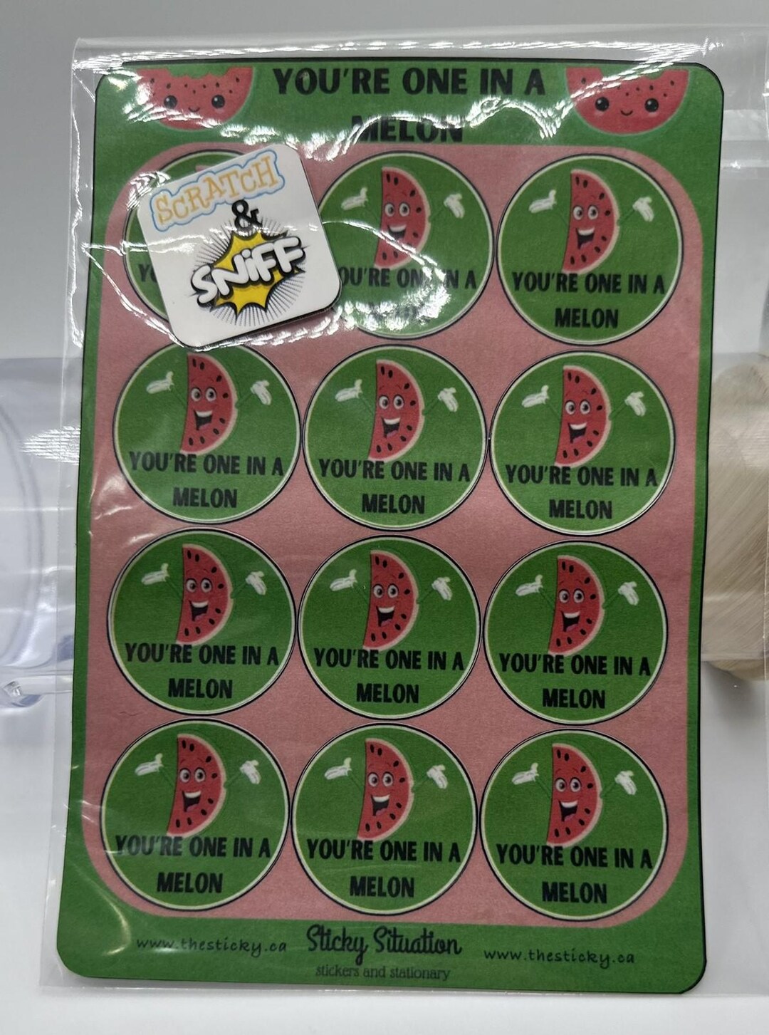 One in a Melon Scratch and Sniff Sticker Sheet Watermelon Scent - Etsy