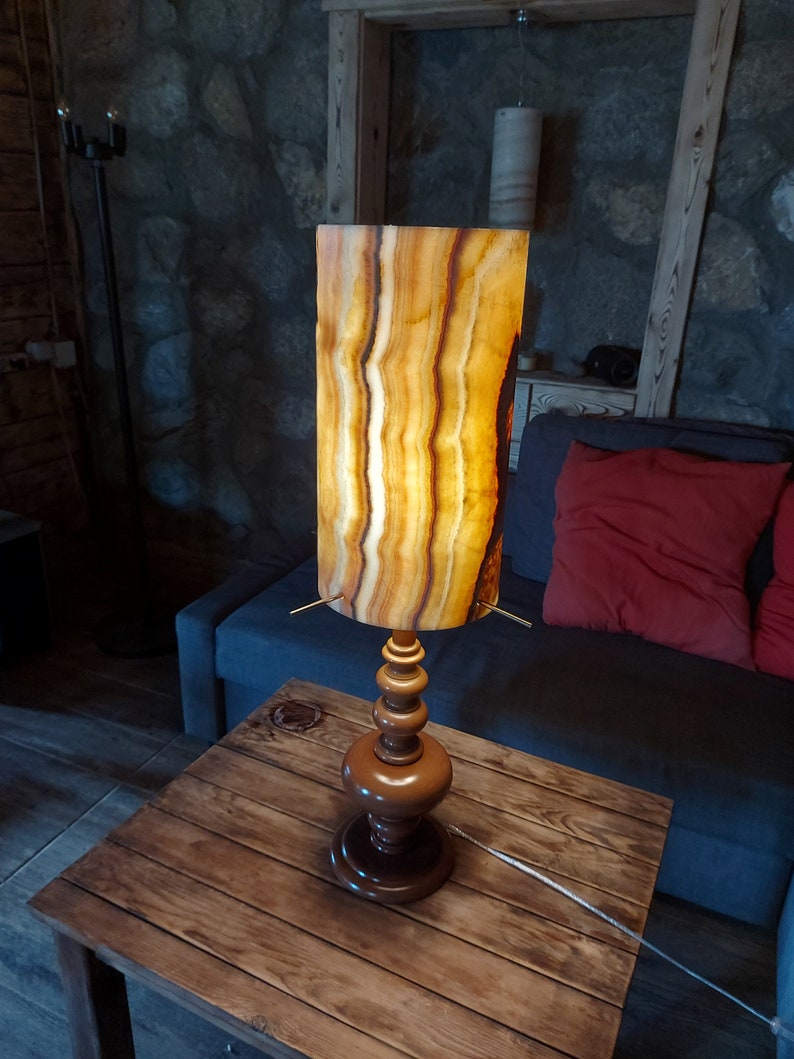 Handmade Onyx Stone Desk Lamp, Calming Bedside Home Office Lighting - Etsy