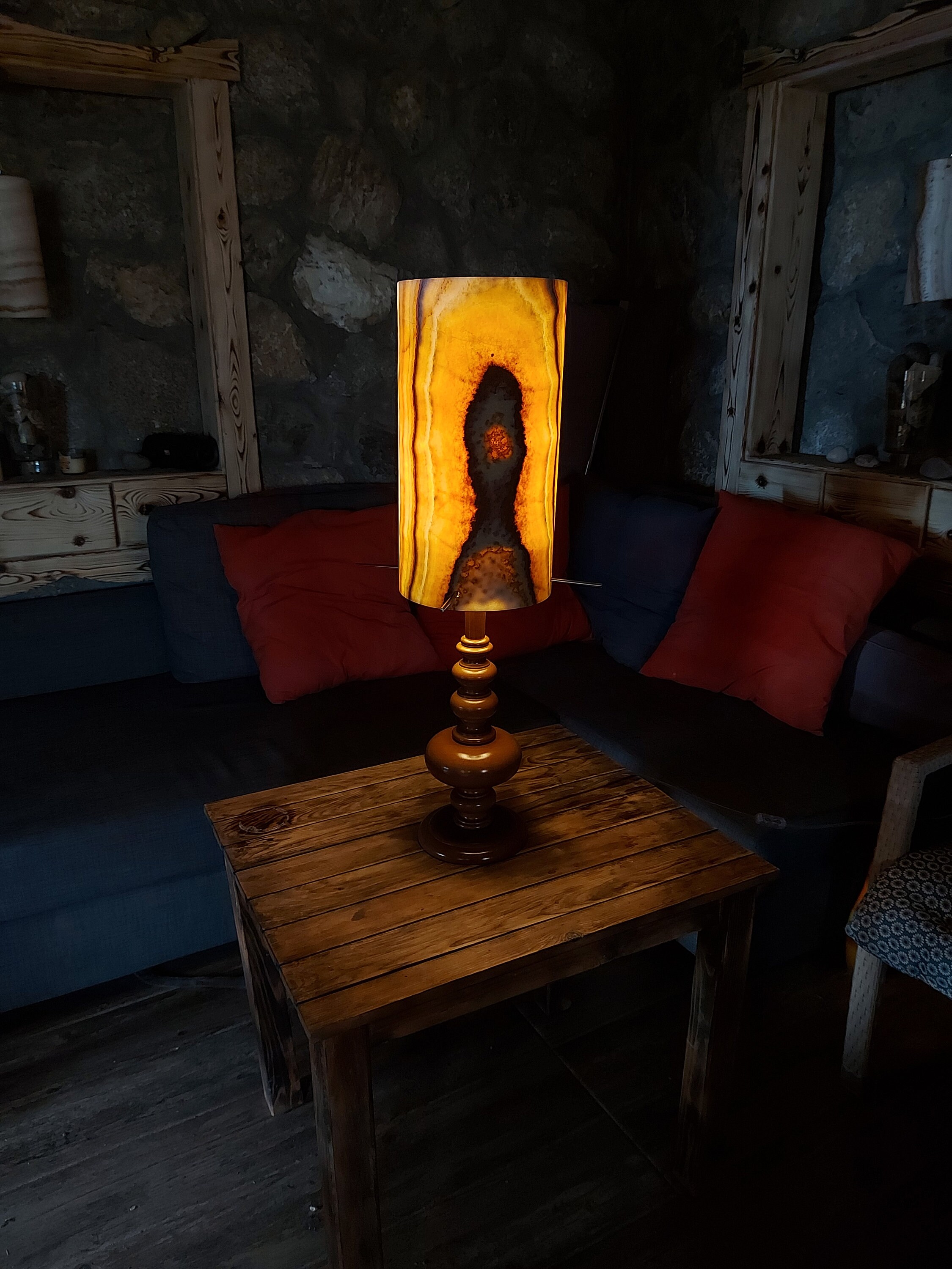 Handmade Onyx Stone Desk Lamp, Calming Bedside Home Office Lighting - Etsy