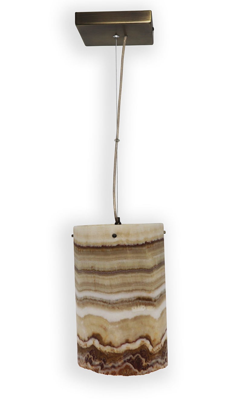 ONYX PENDANT LIGHT Square Metal Plated Fixture. Lacy Stone - Etsy