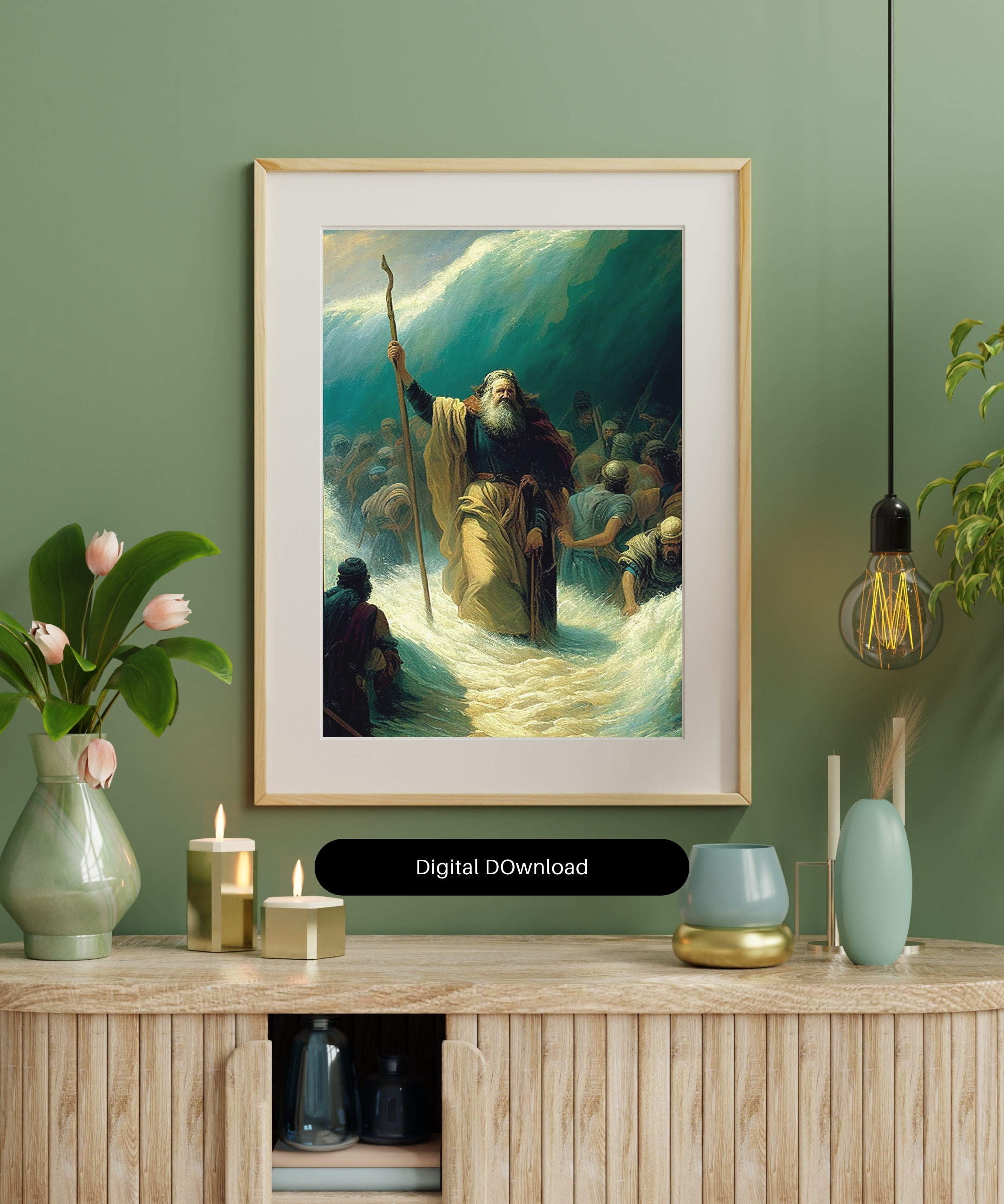 Moses and the Miracle of Exodus , Jesus Art, Bible Art, Wall Art ...