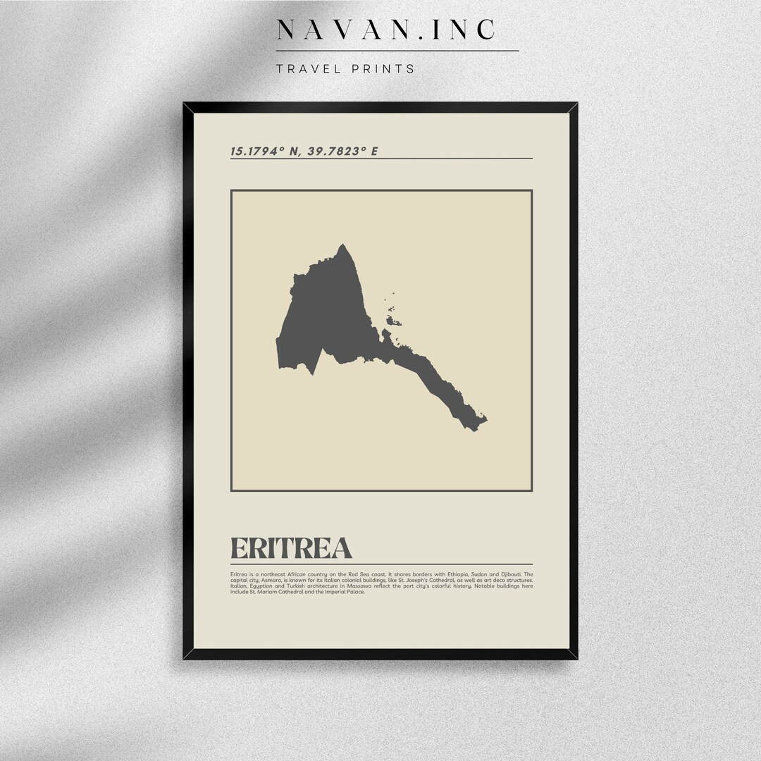 Eritrea Map Poster Map Of Eritrea Art Print Eritrea Map Etsy 9274