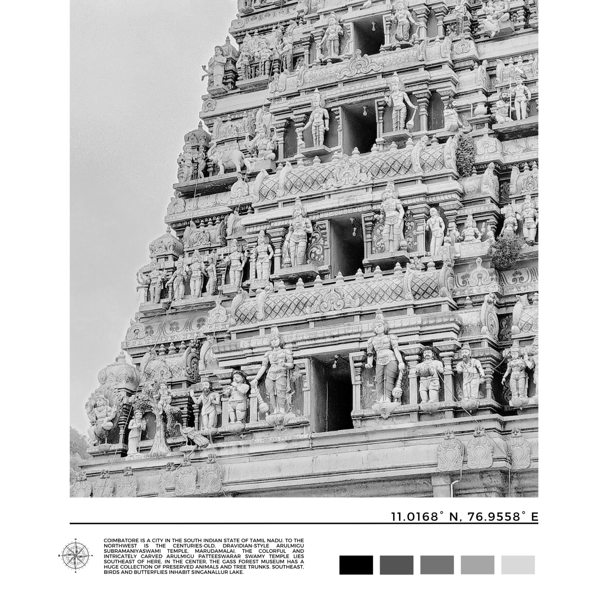 Black and White Coimbatore Print Coimbatore Wall Art Coimbatore Poster ...