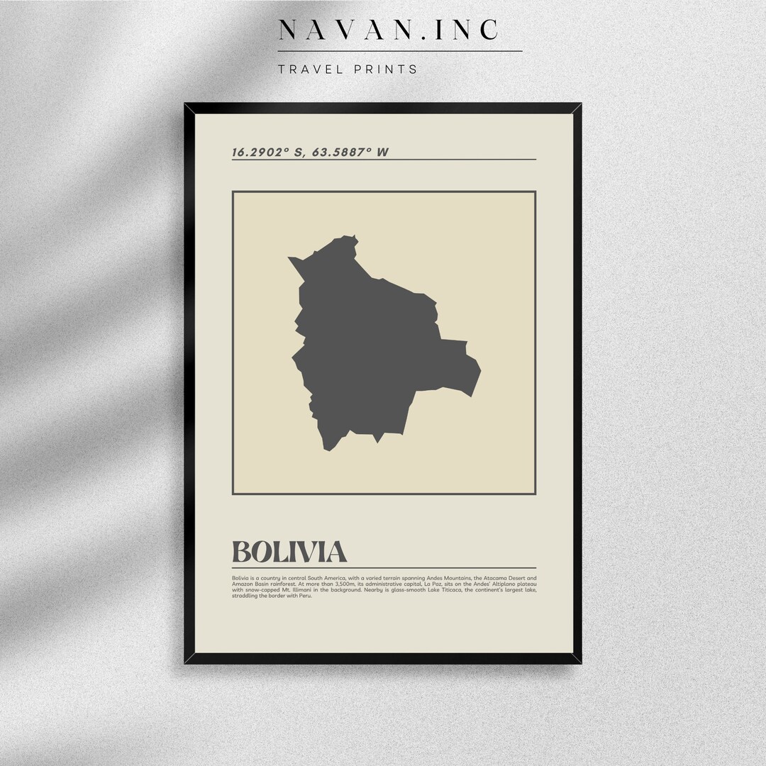 Póster de mapa de Bolivia mapa de Bolivia impresión - Etsy México