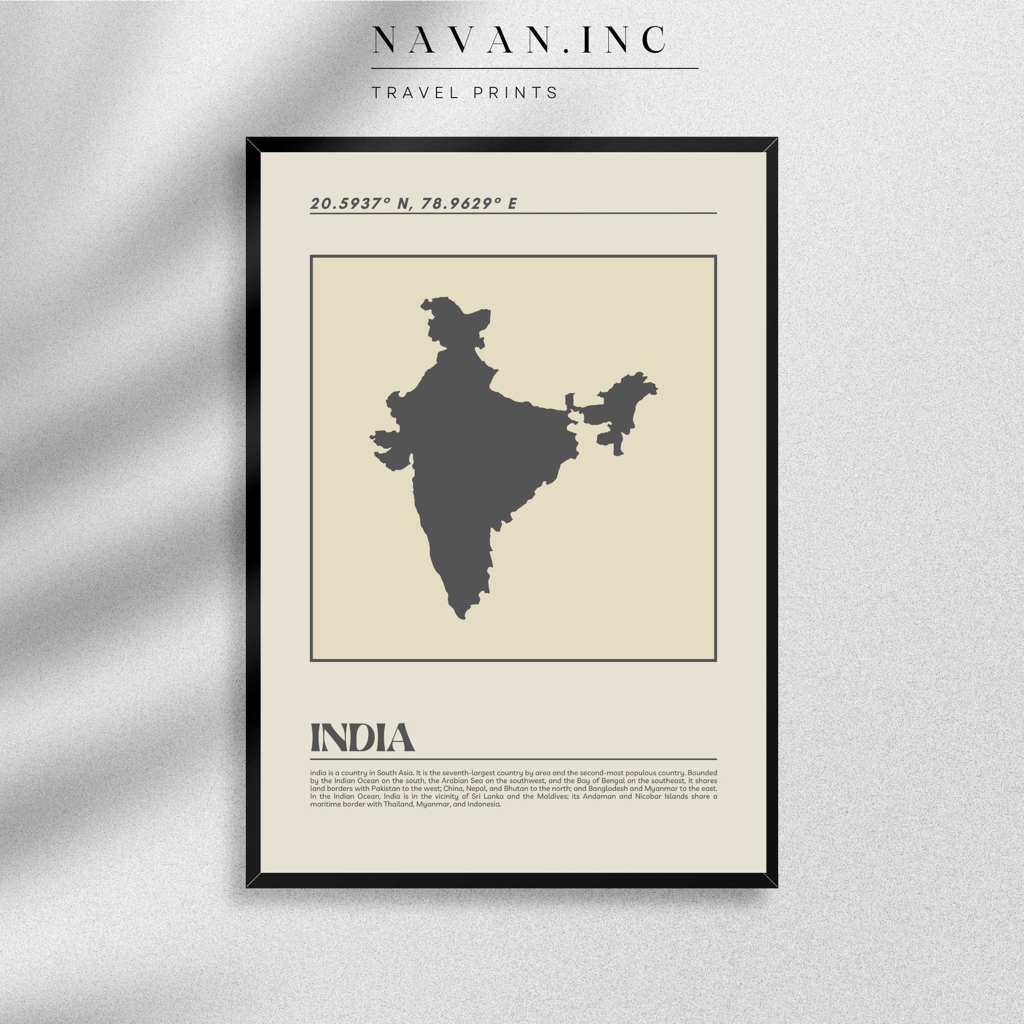 India Map Poster Map of India Art Print India Map Print Travel - Etsy ...