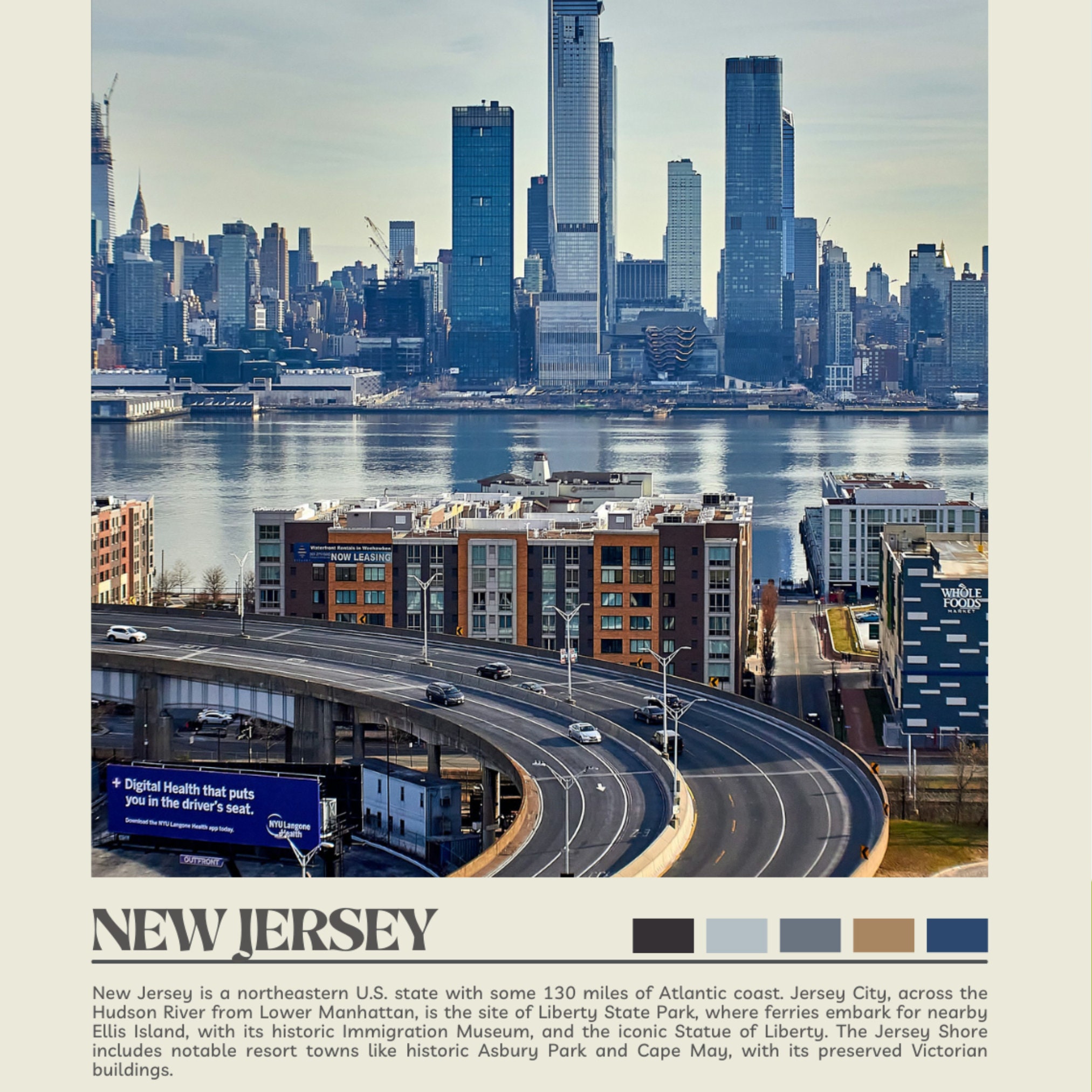 Real Photo, New Jersey Print, New Jersey Wall Art, New Jersey Poster ...