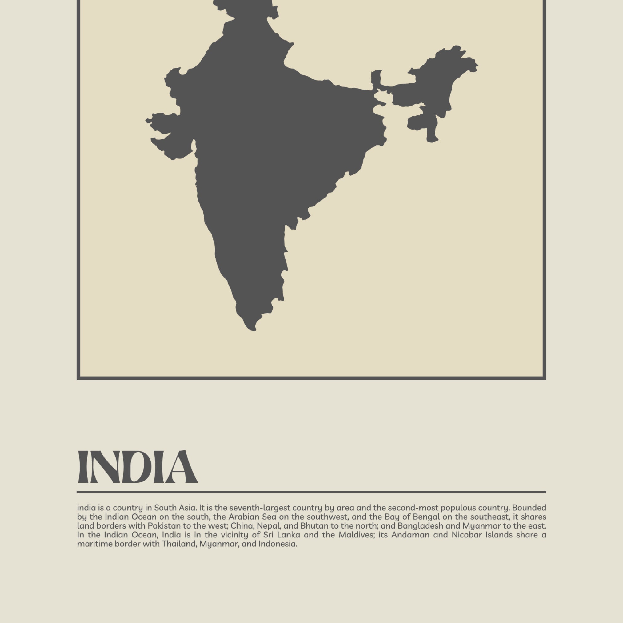 India Map Poster Map of India Art Print India Map Print Travel - Etsy ...