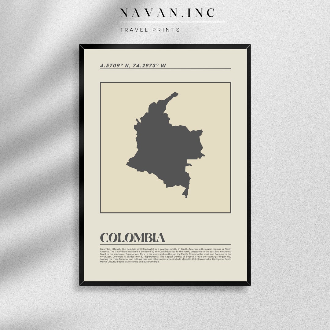 Colombia Map Poster Map of Colombia Art Print Colombia Map - Etsy Australia
