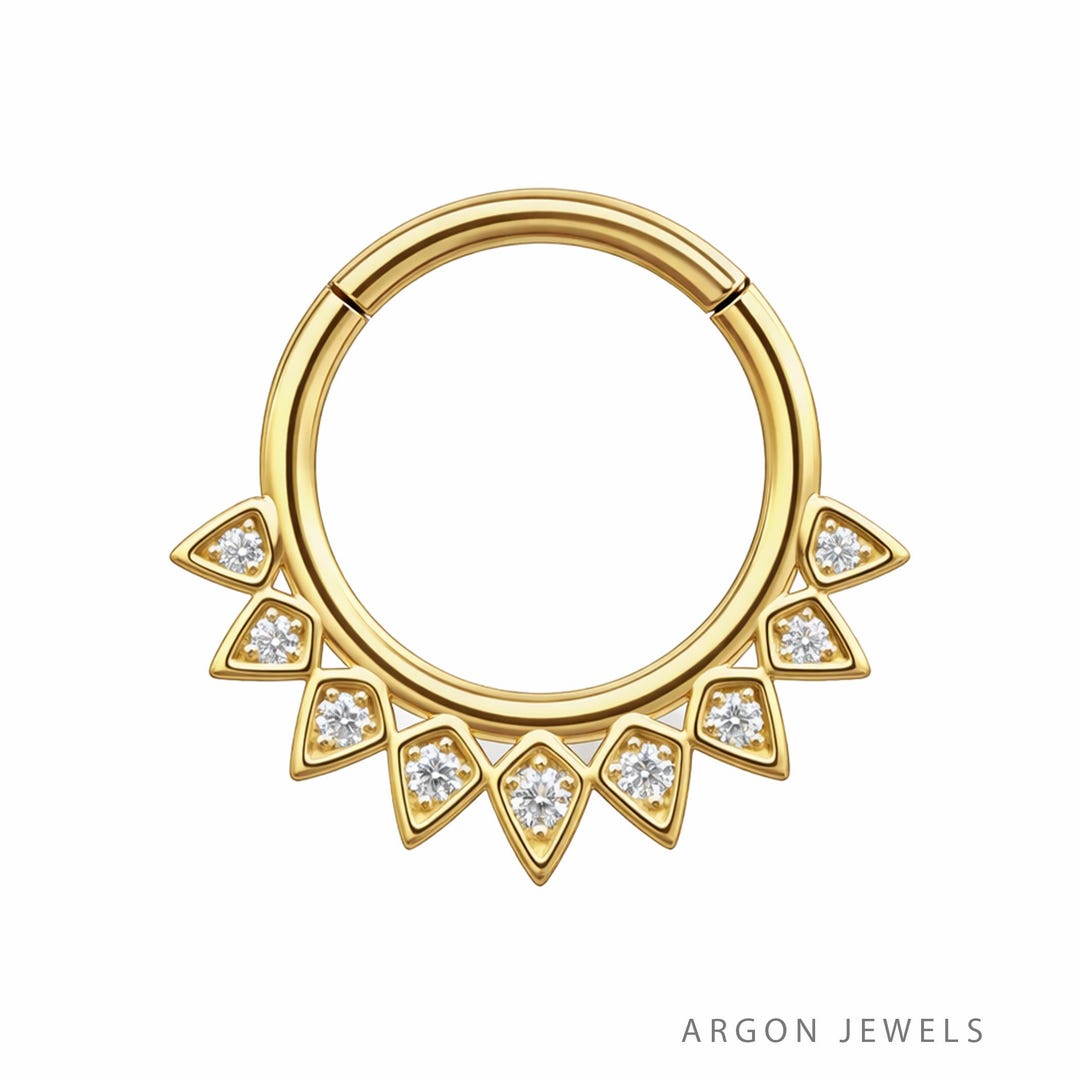Reagan 16G Septum Rings Spikes Septum, Prong Setting Cluster Hinged ...