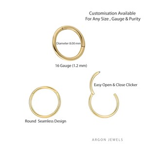 Emily 14K Solid Gold Hinge Hoop Earring, Seamless Cartilage Piercing ...