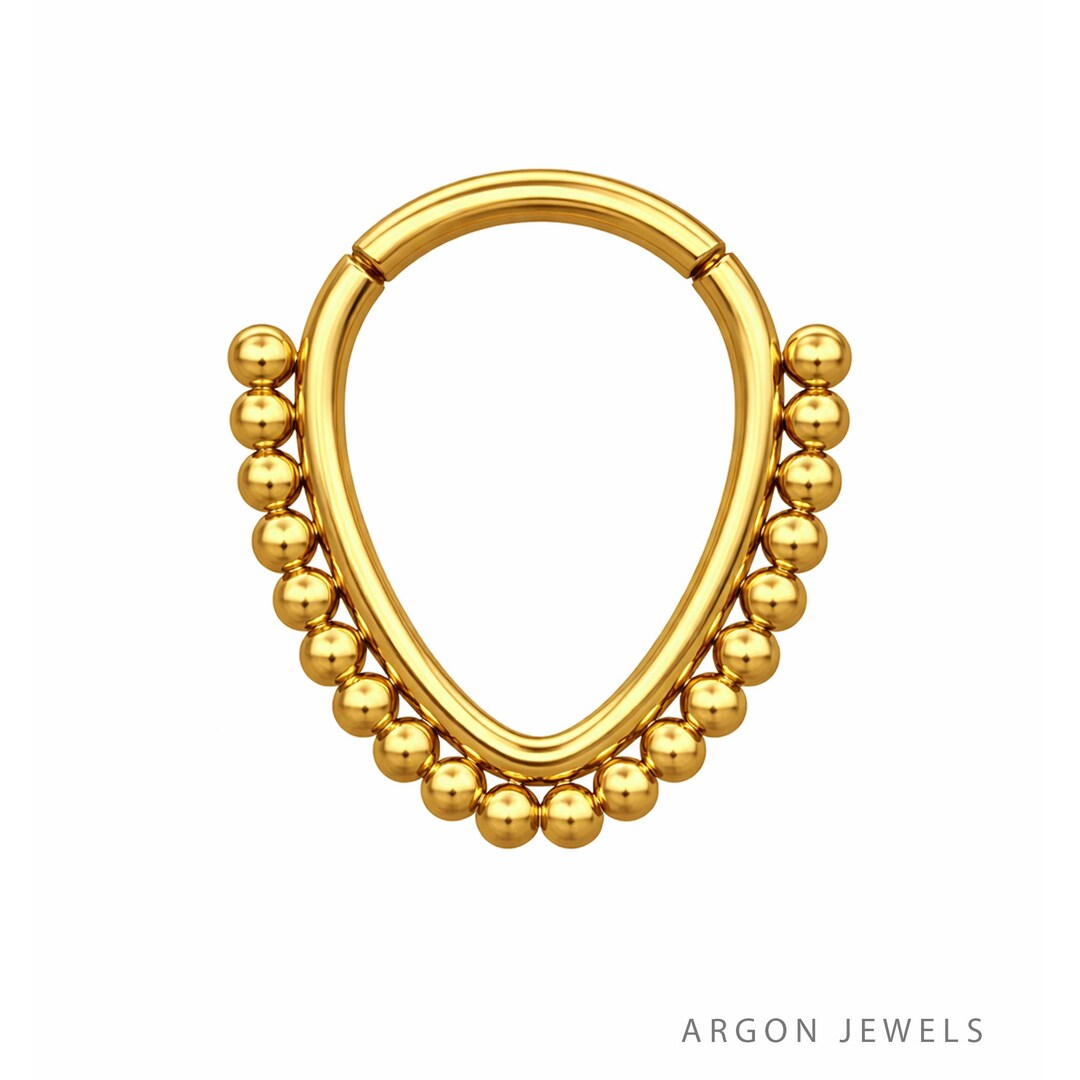 Vera 14k Solid Gold Teardrop Septum Ring, Hinged Nose Jewelry - Etsy
