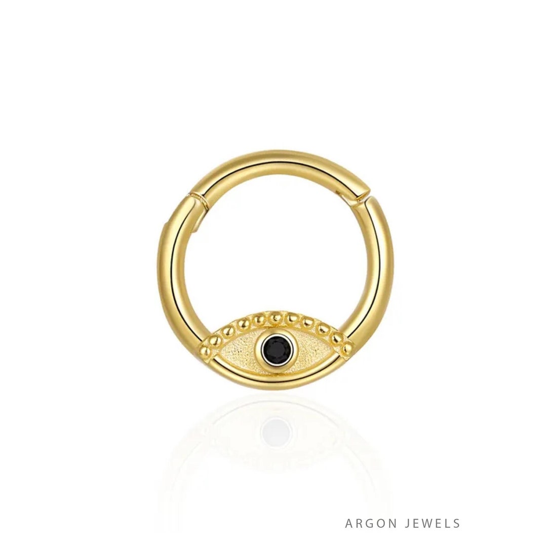 Lola Black Diamond Daith Piercing, Turkish Septum, Little Eye Ring ...