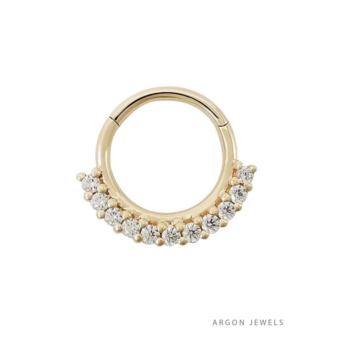 Emily 14K Solid Gold Hinge Hoop Earring, Seamless Cartilage Piercing ...