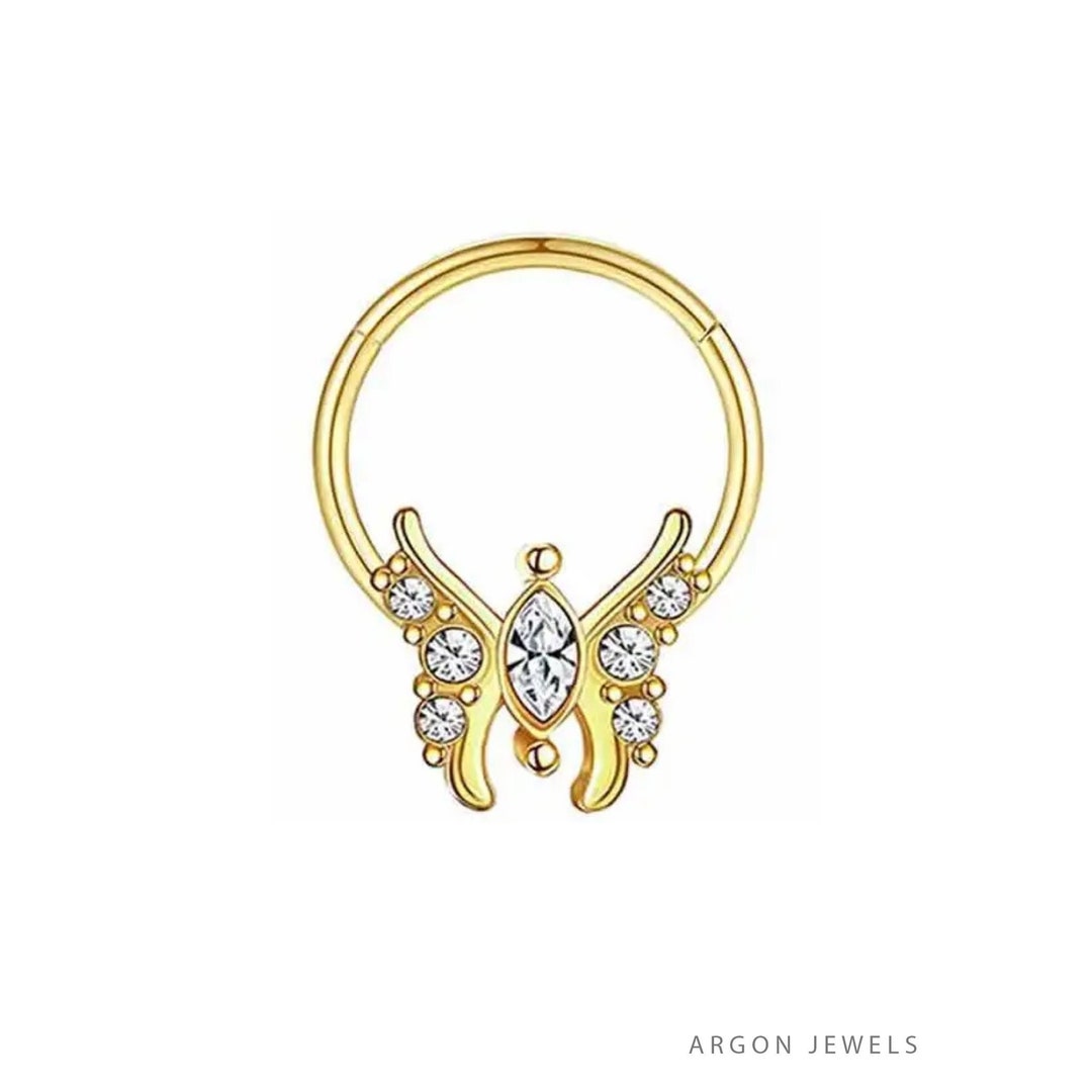 Phoebe 16G Butterfly Nose Piercing Septum Nose Ring, Cartilage Tragus ...