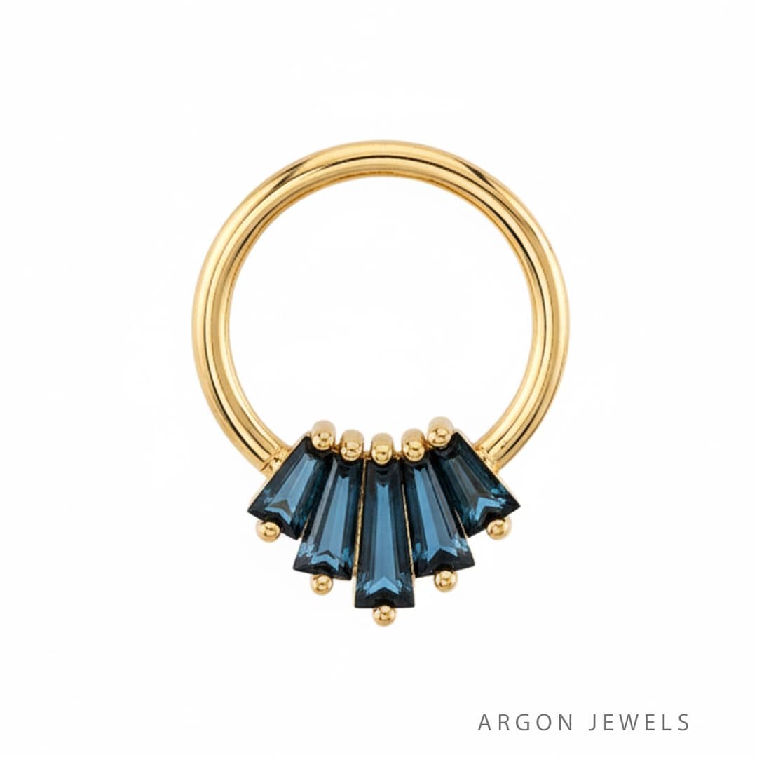 Beatriz Blue Baguette Septum Ring, Sapphire Clicker Hoop, Elegant Nose ...