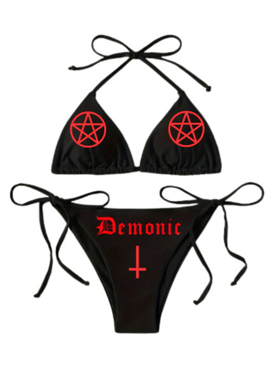 Demonic String Bikini Gothic Occult Style, Bathing Suit Alt - Etsy