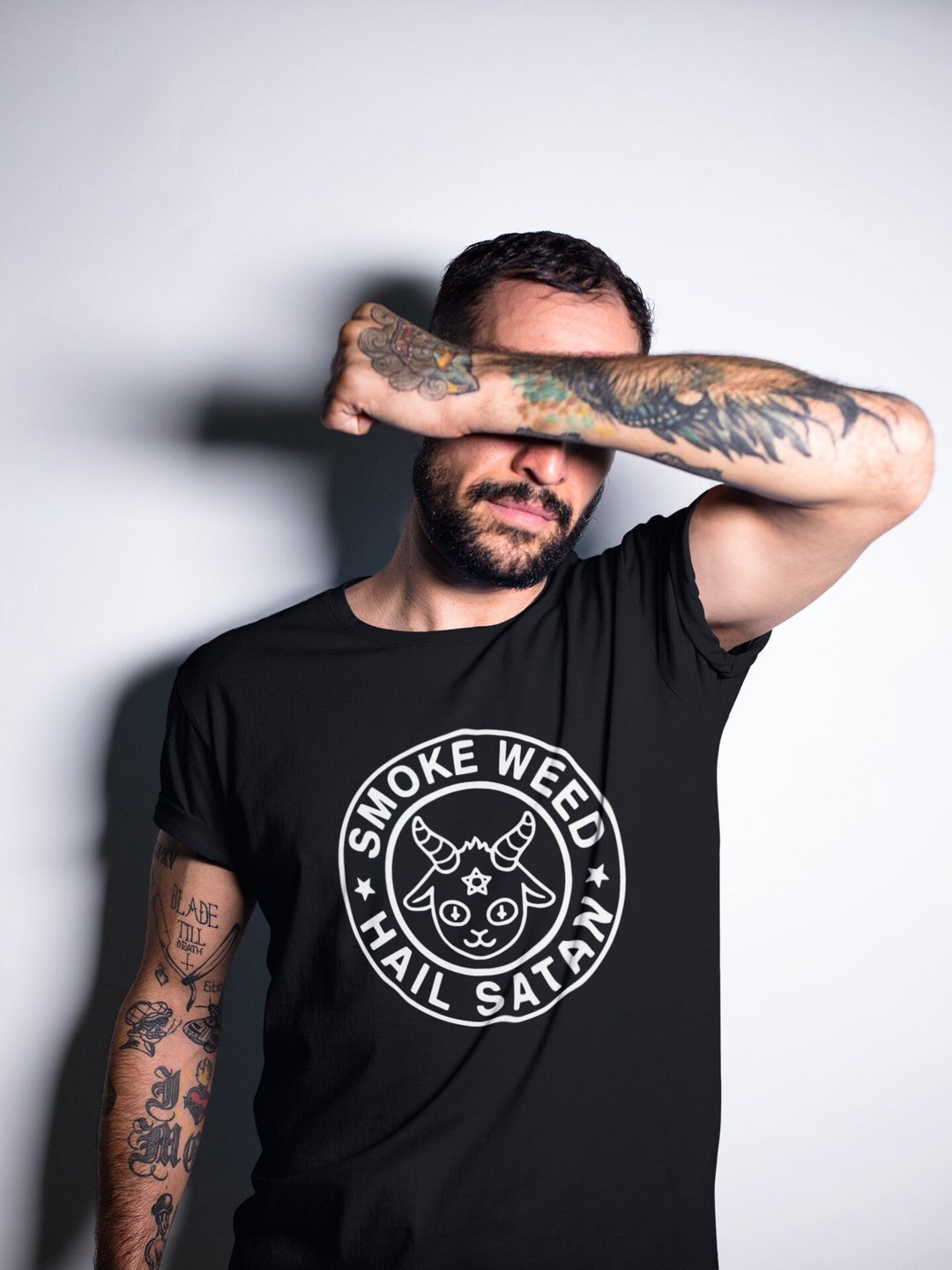 Gothic Alt Shirt, Smoke Weed Hail Satan, Dark Humor, Occult Grunge ...