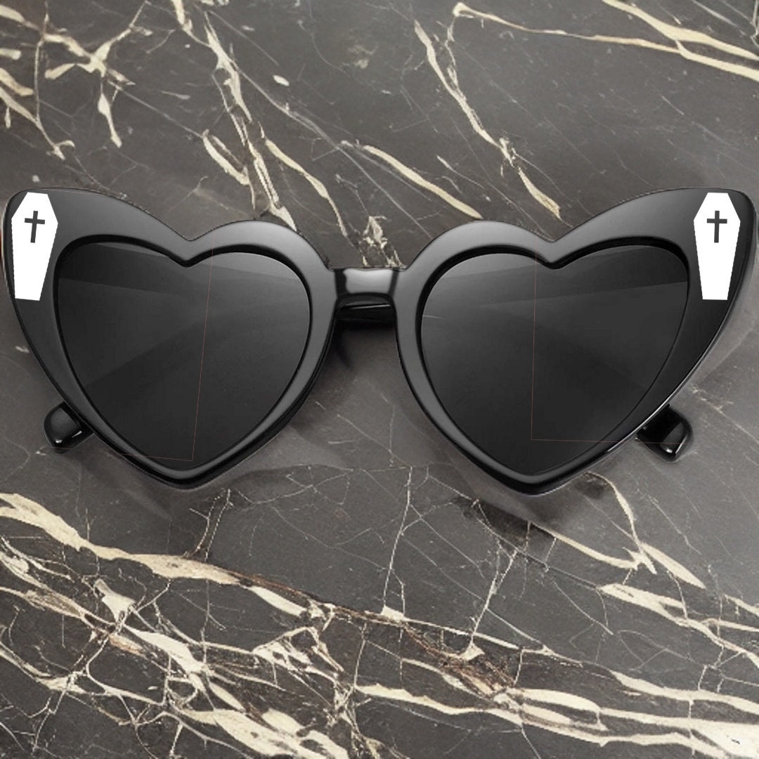 Retro Gothic Heart-shaped Glasses, Vintage Style, Dark Romance, Goth ...