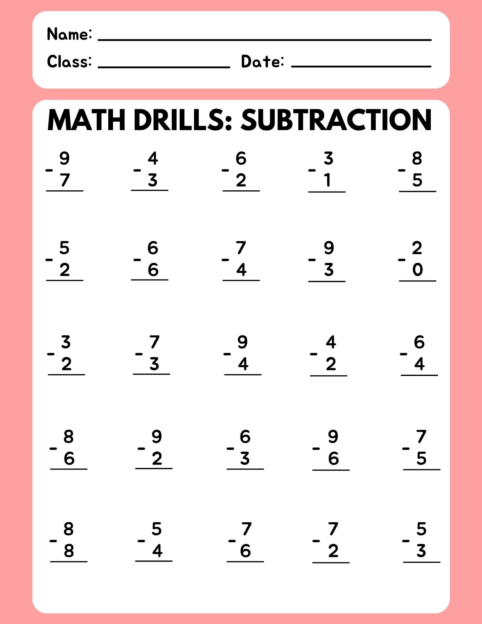 Addition Subtraction and Multiplication Drill Workshetts - Etsy Canada
