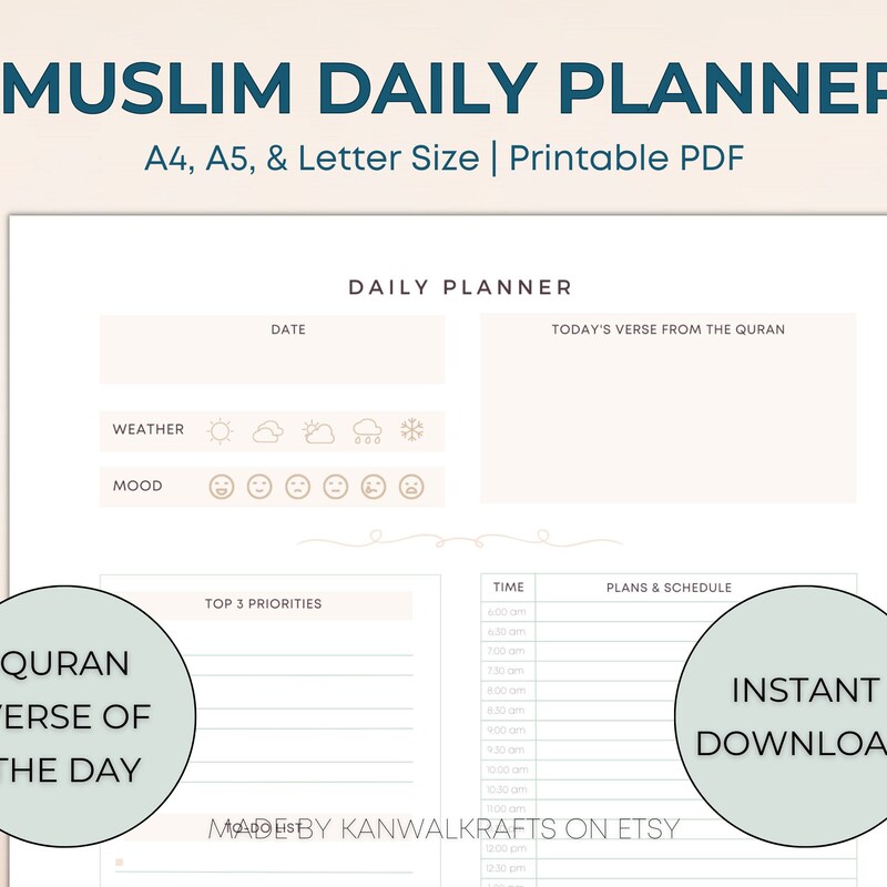 Muslim Daily Planner - Etsy