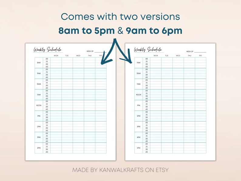 15 Minute Planner, Printable Weekday Schedule, Time Blocking, A4/a5 ...