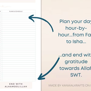 Muslim Daily Planner With Hourly Time Blocking, Printable Template ...