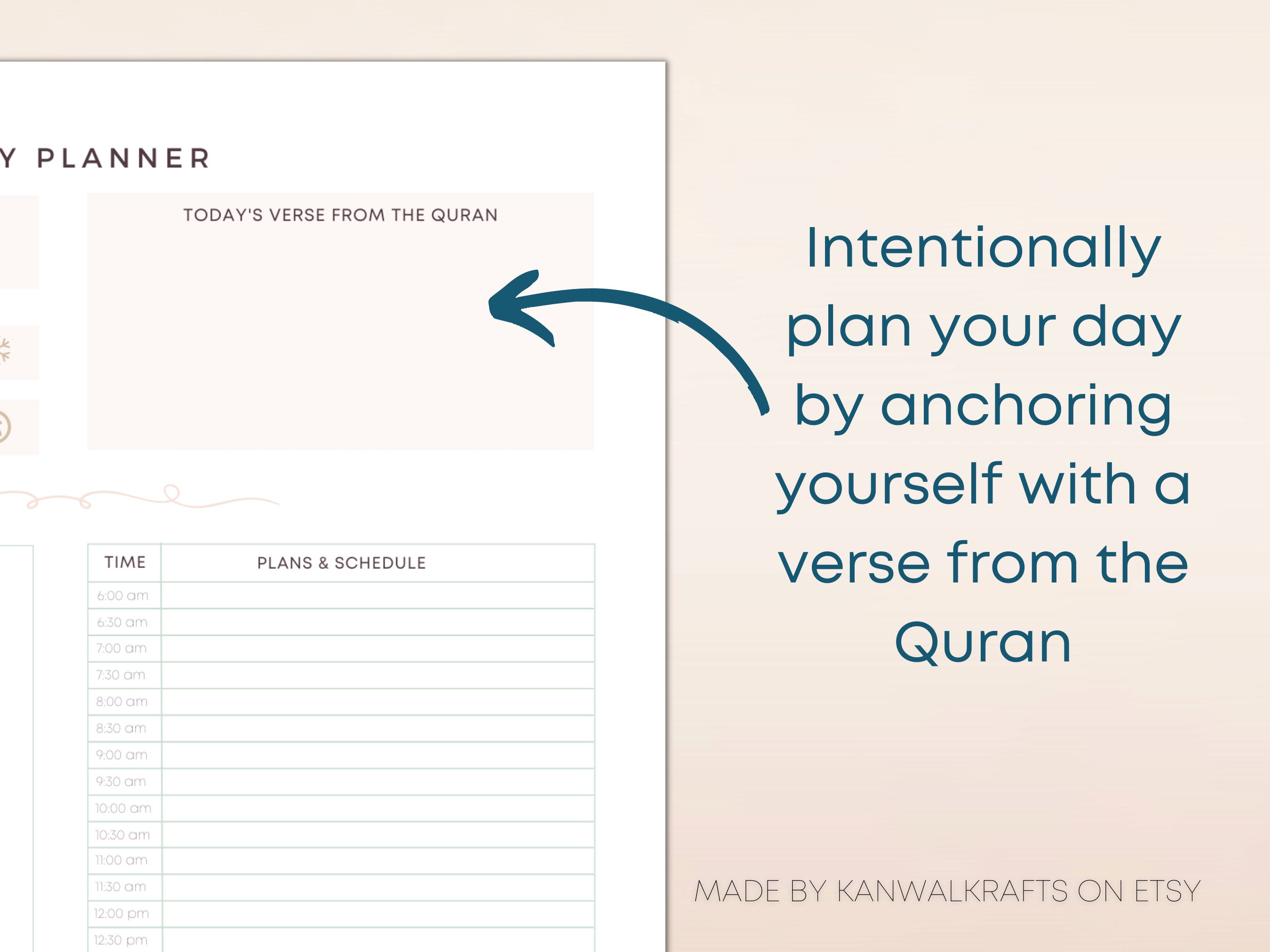Muslim Daily Planner With Hourly Time Blocking, Printable Template ...