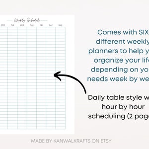 Weekly Planner Printable SIX TEMPLATE BUNDLE, Week at a Glance, Weekly ...