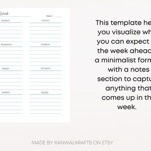 Weekly Planner Printable SIX TEMPLATE BUNDLE, Week at a Glance, Weekly ...