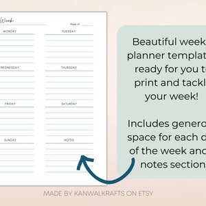 Weekly Planner Printable Template, 7 Day Planner, Daily Schedule, Week ...