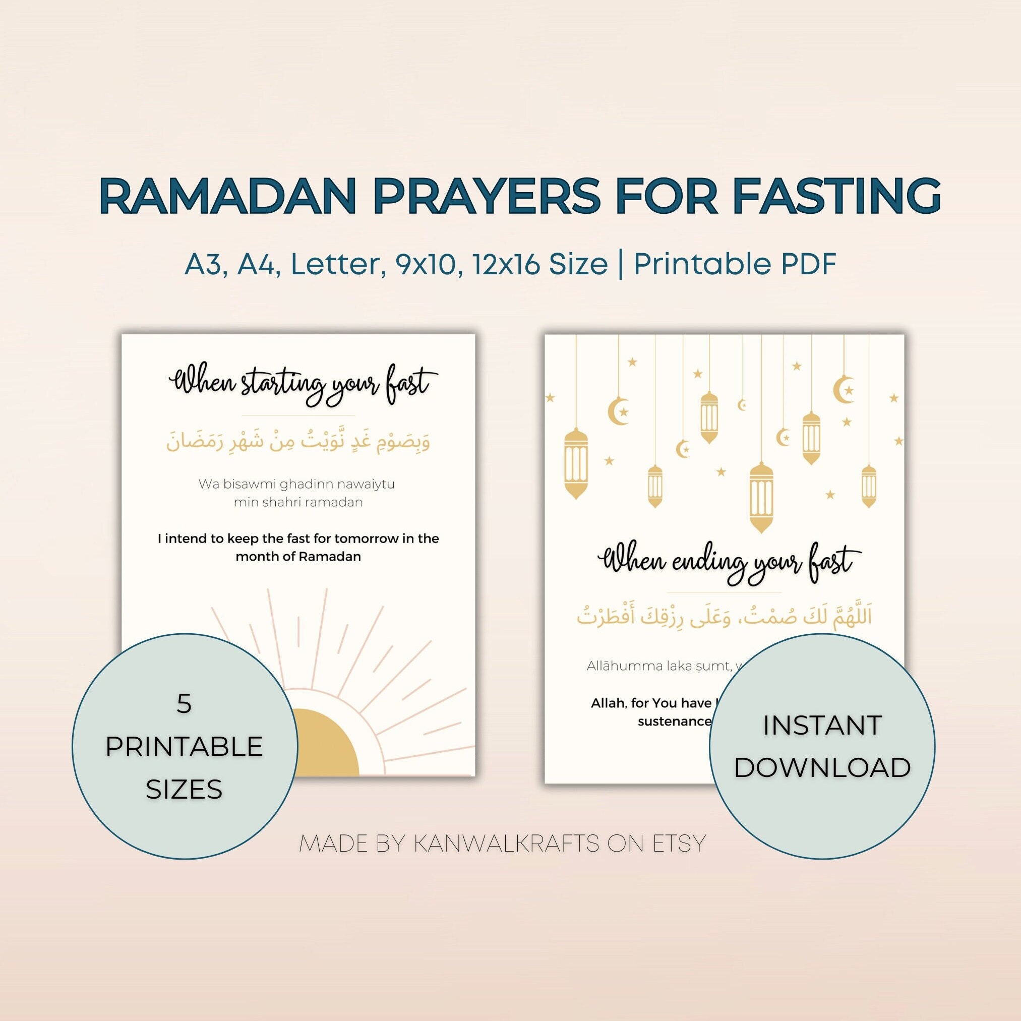 Ramadan Dua Sign for Sahoor and Iftar Digital Print Islamic Fasting ...