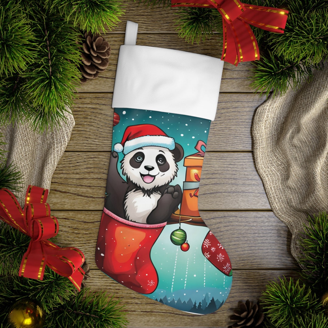 Panda Santa Christmas Stocking Festive Holiday Decor - Etsy