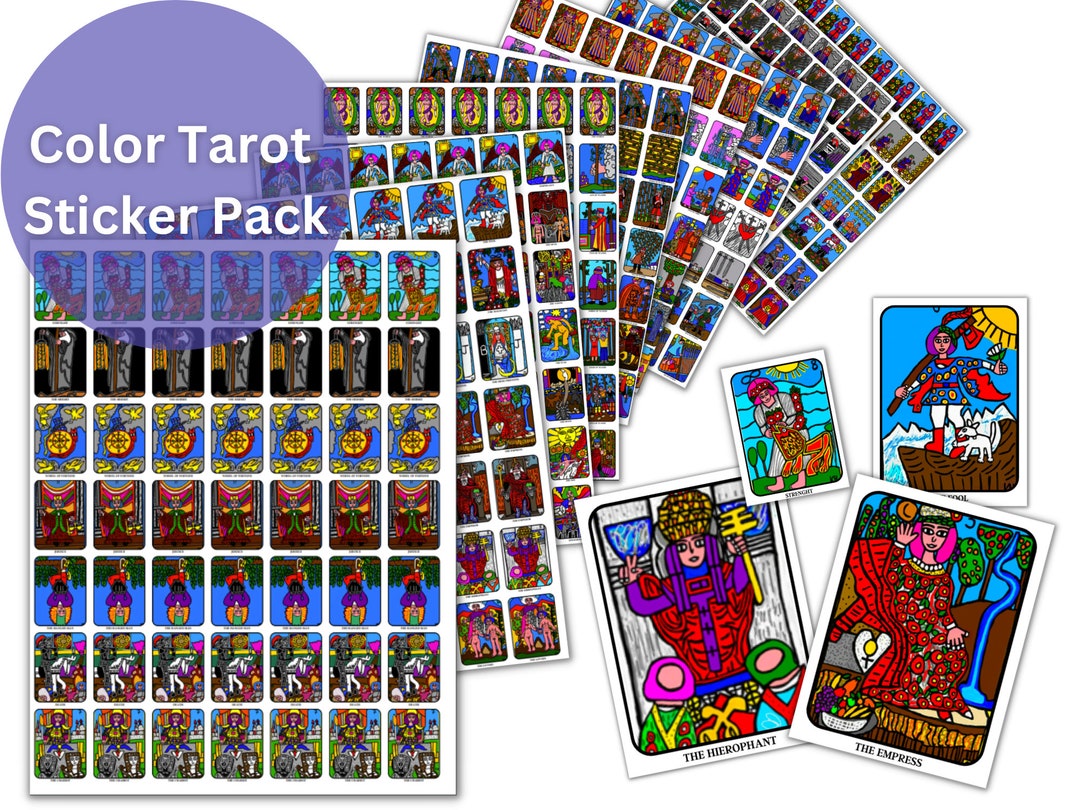 Color Tarot Card Sticker Pack Download, Tarot Journaling, Tarot Planner ...