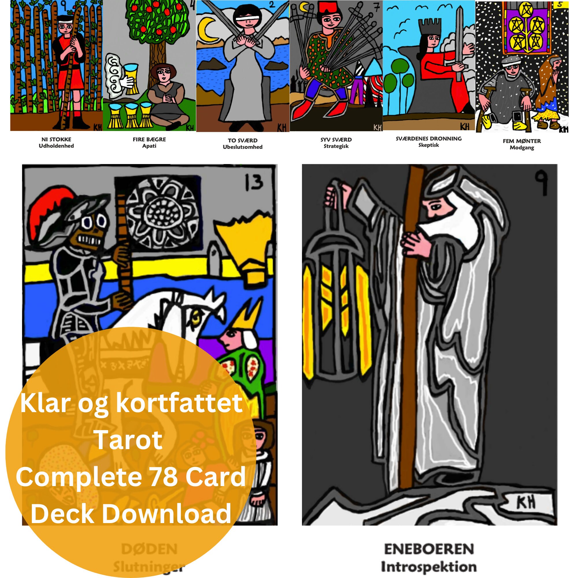 Klar Og Kortfattet Tarot, Tarot Deck, Tarot Card Deck, Tarot Deck Print ...