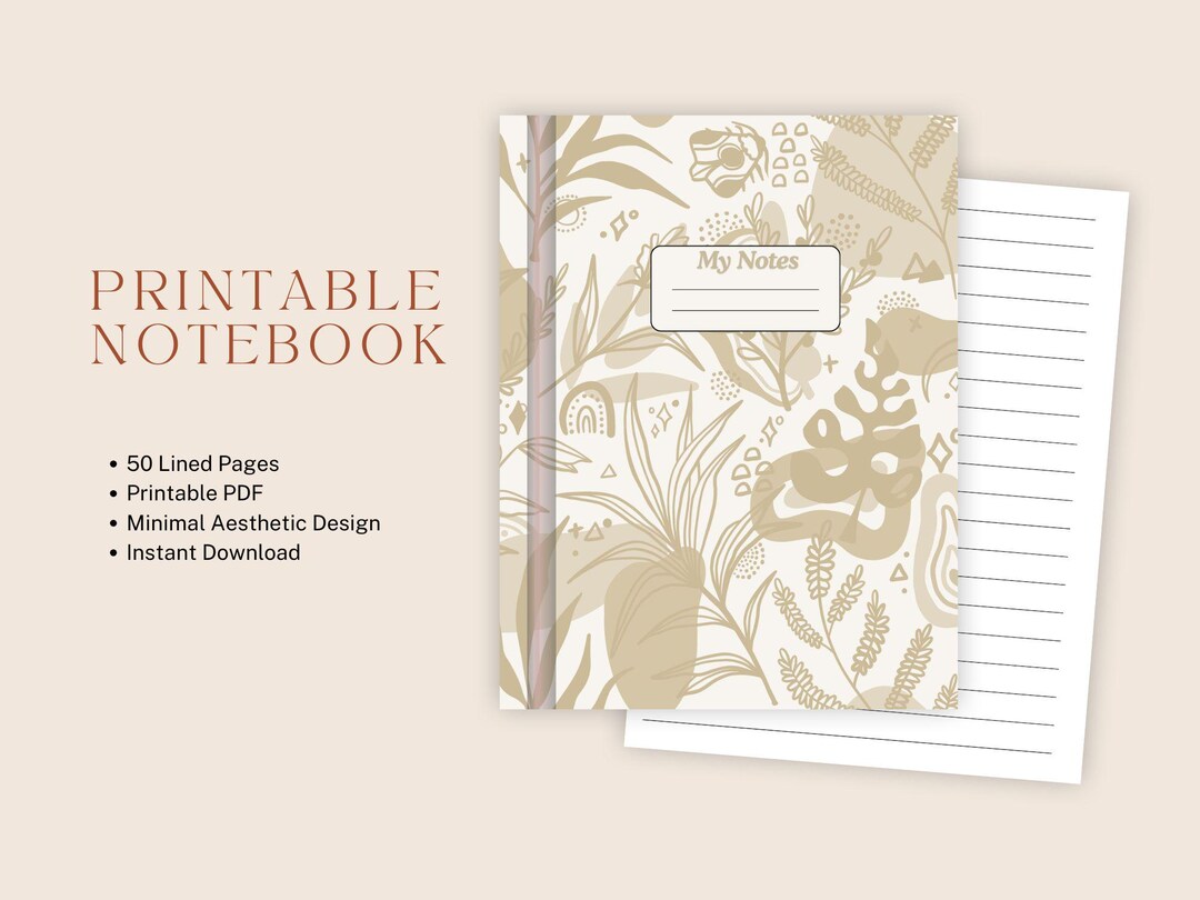 Printable Notebook PDF | 50 Lined Pages | Instant Download - Etsy
