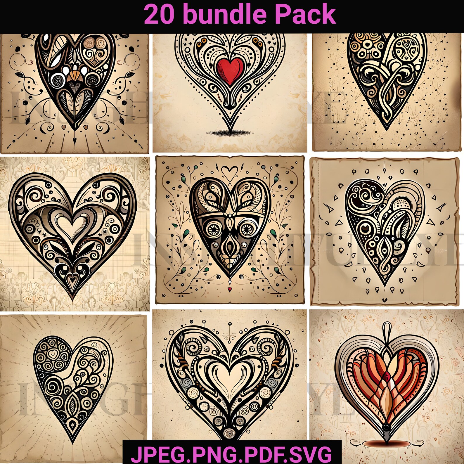 Doodle Heart SVG Bundle Heart SVG Bundle Sketch Hand-drawn - Etsy