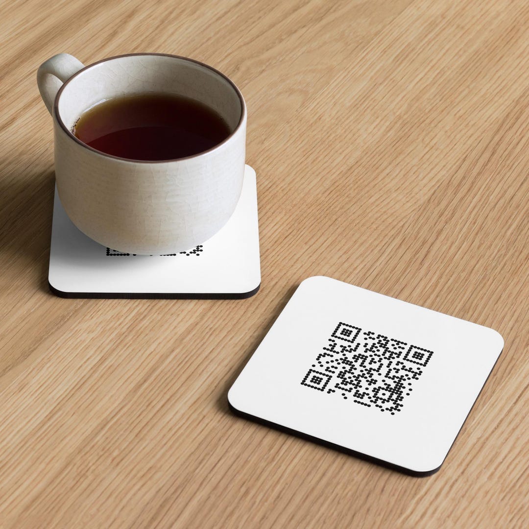 SCAN ME Cork Coasters With QR Code Message for Pubs and Restaurants - Etsy