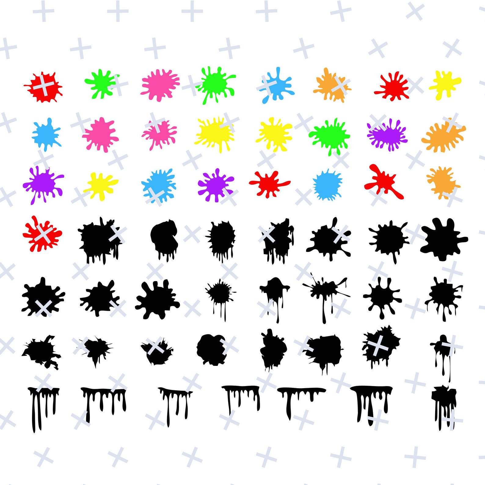 Paint Splatter SVG Bundle: Ink Splats, Strokes, Streaks (digital Files ...