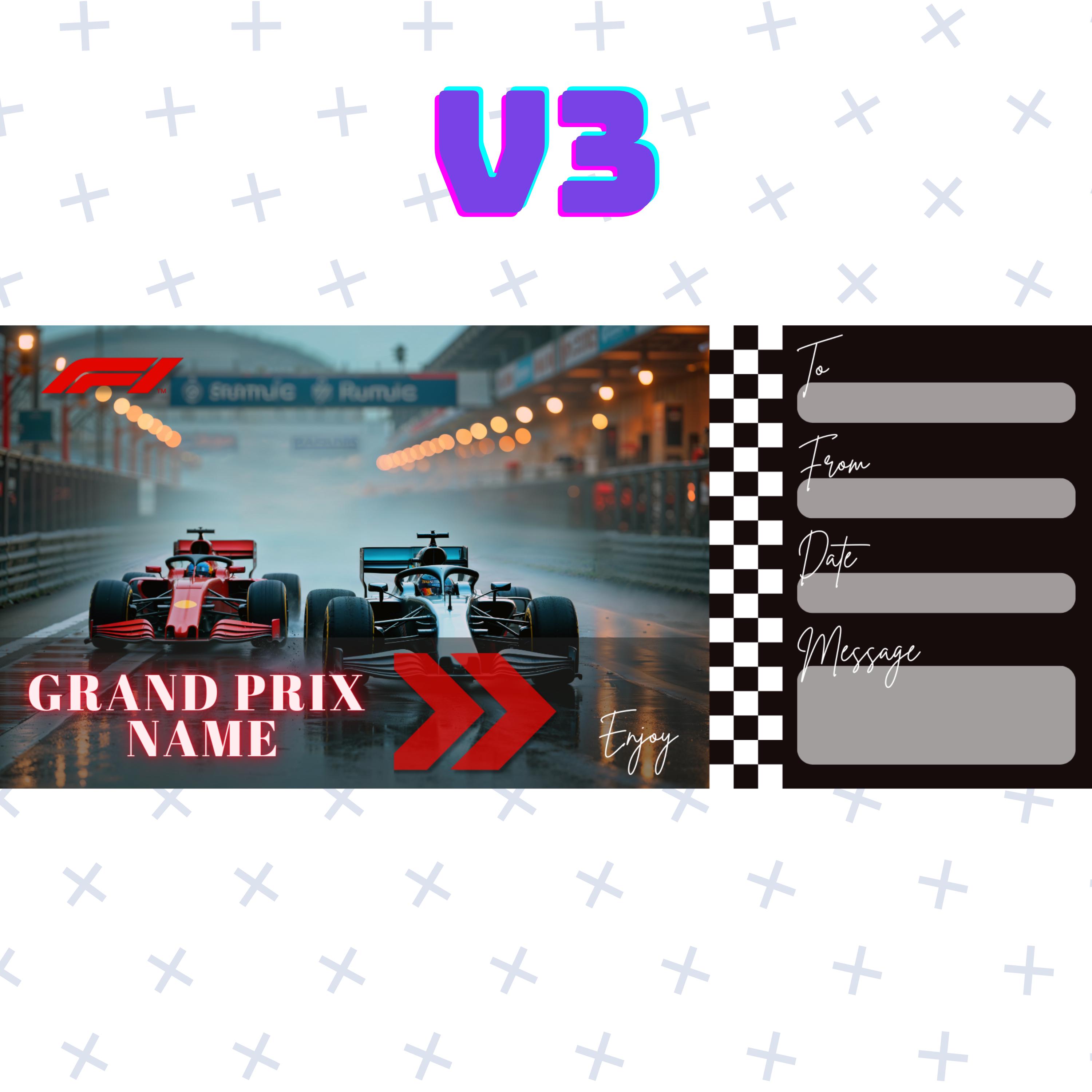 Customizable F1 Personel Ticket / F1 Grand Prix / Formula One Ticket ...