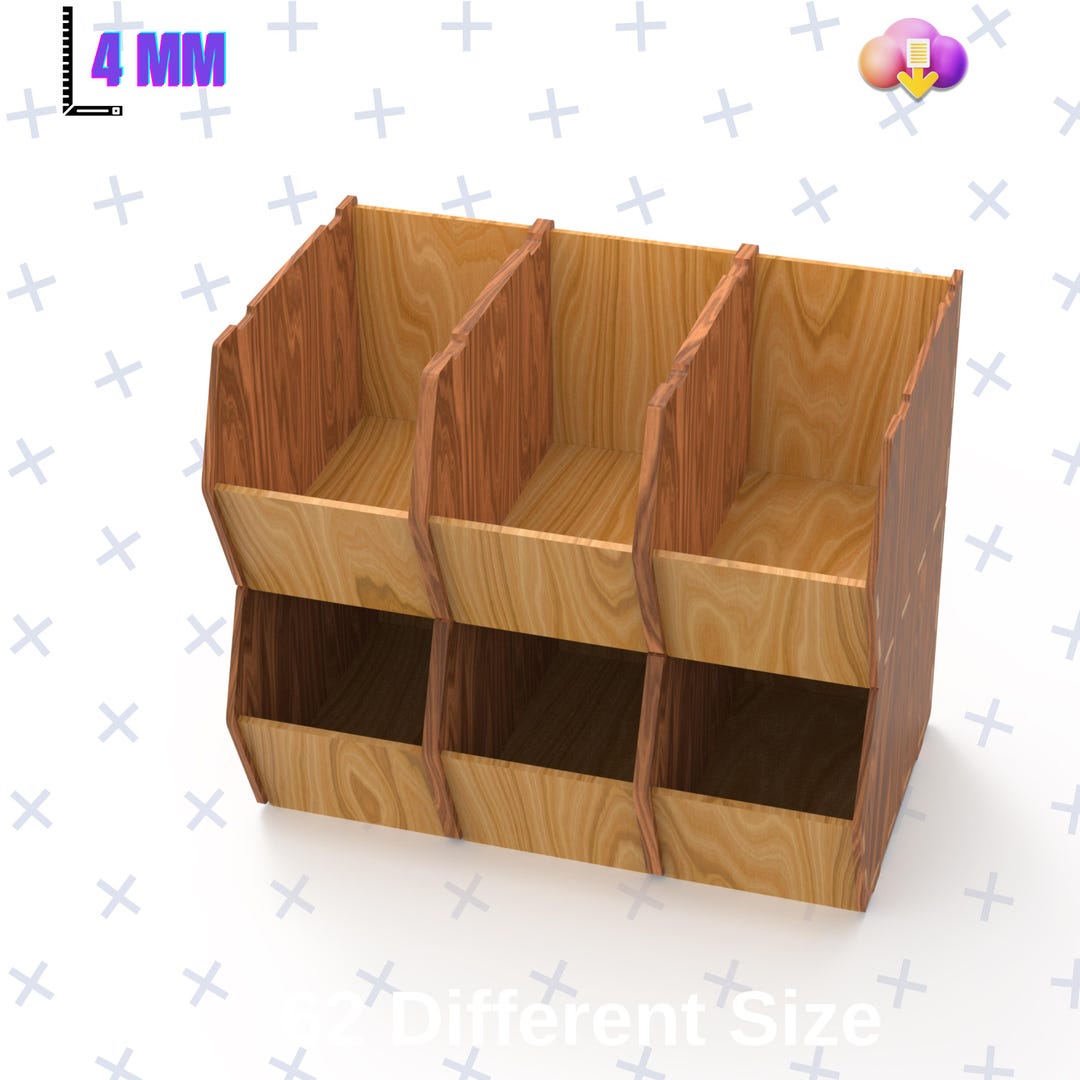 Wooden Stackable Storage Bins Laser Cut SVG , Storage Bins SVG ...
